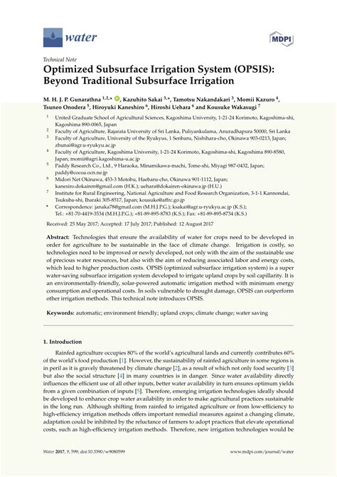 Pdf Optimized Subsurface Irrigation System Opsis Beyond