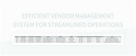 Streamlining Operations With An Efficient Vendor Management System Excel Template Free