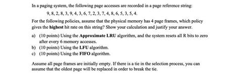 solved in a paging system the following page accesses are