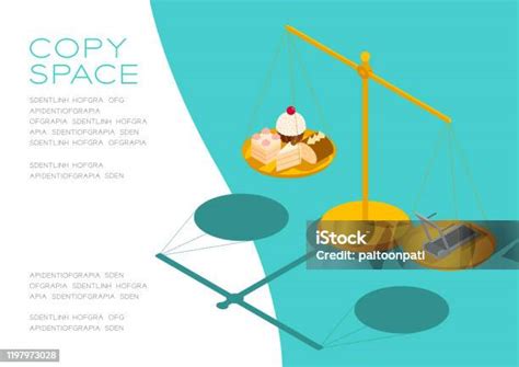 케이크 전기 러닝 머신 에 저울 3d 등각계 베이커리 건강한 다이어트 또는 녹색 배경에 고립 된 체중 개념 포스터 및 사회 배너 수평 포스트 디자인 일러스트 레이션을 잃는다