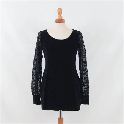 See Through Mini Dress Black Etsy