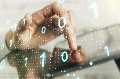 Premium Photo Creative Abstract Binary Code Sketch And Hand Working