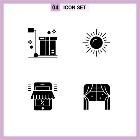 Set Of 4 Vector Solid Glyphs On Grid For Box Online Packaging Nature Marketplace Editable Vector