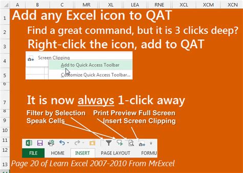 add any excel icon to the qat excel tips mrexcel publishing