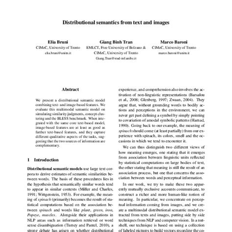 Distributional Semantics From Text And Images Acl Anthology
