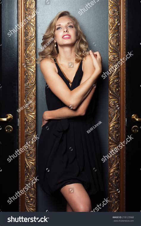 Sexy Woman Black Dress Stock Photo 218123968 Shutterstock