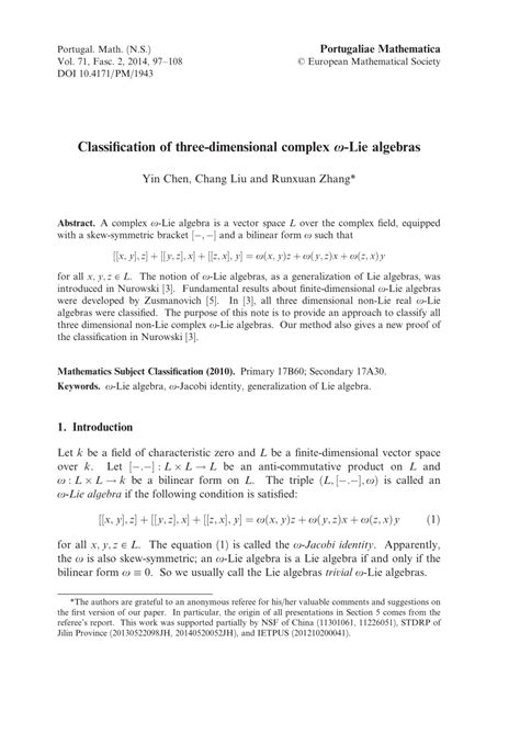 Pdf Classification Of Three Dimensional Complex O Lie Algebras