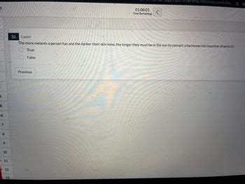 Answered 32 1 Point The More Melanin A Person Has And The Darker Their