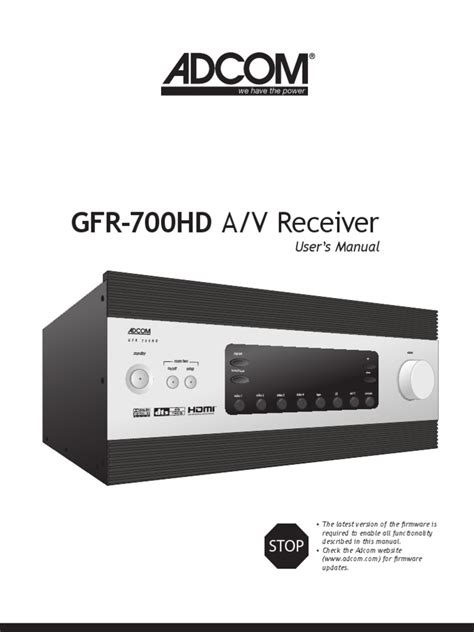 Adcom Gfr 700 Hd Owners Manual Pdf Hdmi Radio