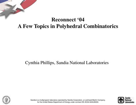 ppt reconnect ‘04 a few topics in polyhedral combinatorics powerpoint