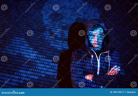 Cyber Attack With Unrecognizable Hooded Hacker Using Virtual Reality