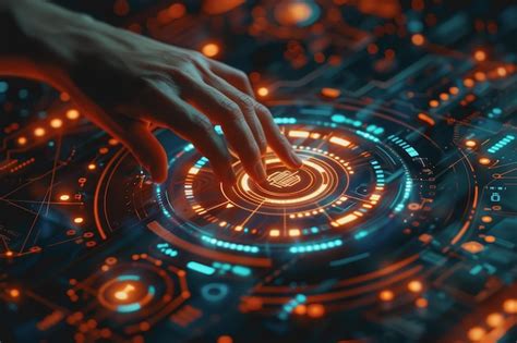 Closeup Hand That Touches On Digital Iot Ai Chatbot Technology Smart Devices Vpn Cybersecurity