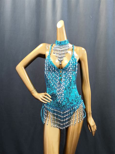 Sexy Women Beads Bodysuit Sequin Swimsuit RAVE Dancer Etsy