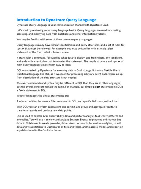 Gspdql100 Introduction To Dynatrace Query Language Script Pdf