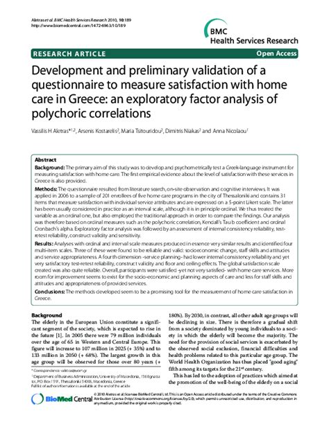 Pdf Development And Preliminary Validation Of A Questionnaire To Measure Satisfaction With