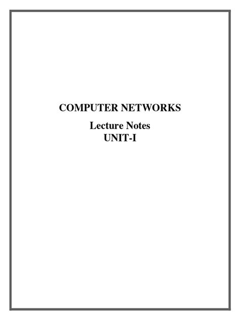 Computer Networks Lecture Notes Unit I Pdf