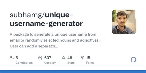 Github Subhamgunique Username Generator A Package To Generate A Unique Username From Email