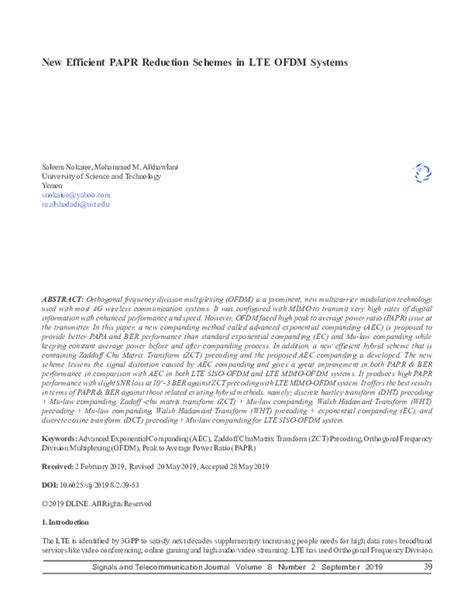 Pdf New Efficient Papr Reduction Schemes In Lte Ofdm Systems