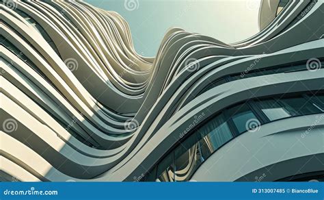 The Highrise Curved Architecture Under The Bright Sun In Clear Sky Day