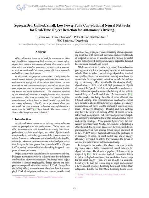 squeezedet unified small low power fully convolutional neural