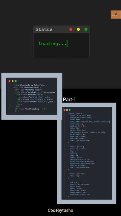 Loading Web Page Tool In Html With Css Part 1 Html Css Codebytushu Coding Youtube