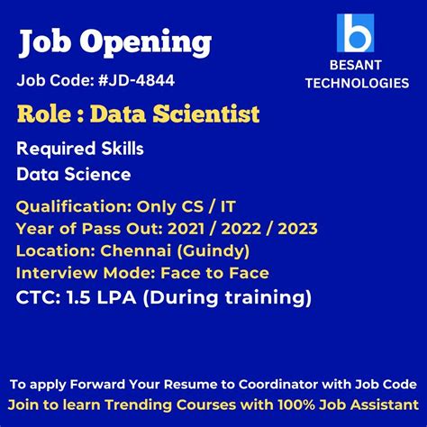 Besant Technologies On Linkedin Datascience Datascientist Jobopenings Interviews