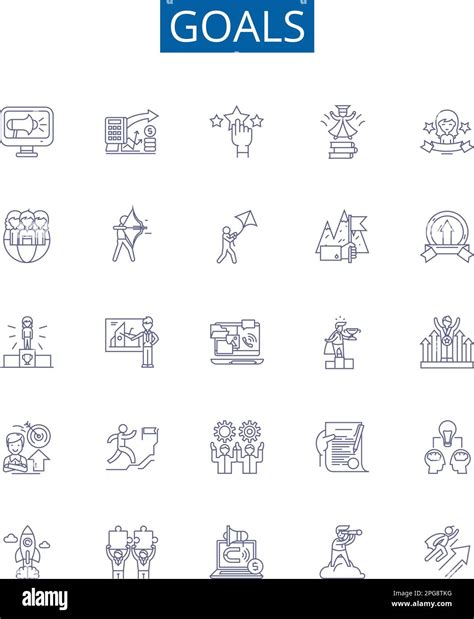 Goals Line Icons Signs Set Design Collection Of Aim Purpose Target