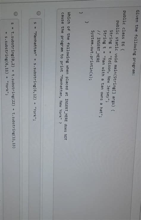 Solved Given The Following Program Public Class E6 Public