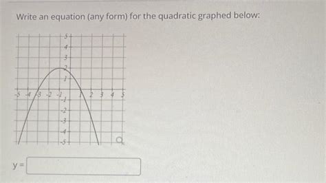 Solved Write An Equation Any Form For The Quadratic Chegg