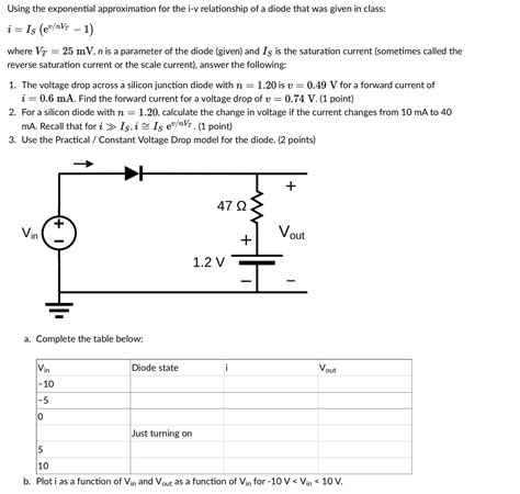 Solved Using The Exponential Approximation For The I V