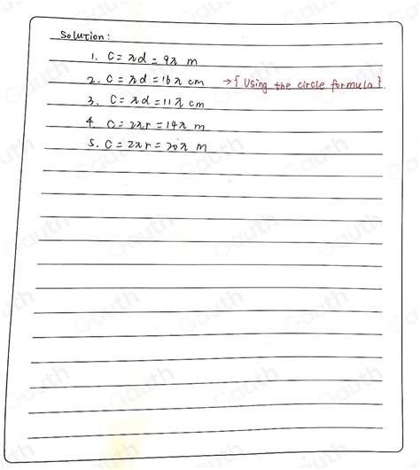 Solved Practice A Find the circumference of the circles Use the formula C π x d if the given