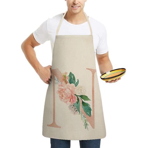 Aprons For Men Big And Tall English Letter Rose Series Linen Apron For