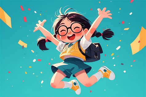 快乐的小女孩插画图片下载 正版图片 摄图网