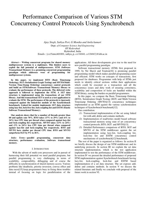 Pdf Performance Comparison Of Various Stm Concurrency Control