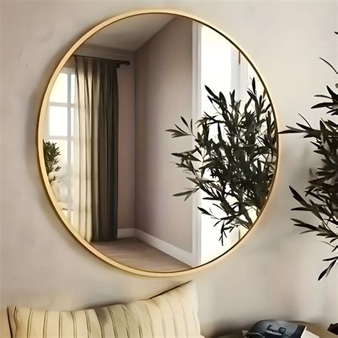 Espejo De Pared Dorado Redondo Elegancia