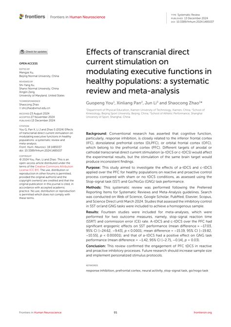 Pdf Effects Of Transcranial Direct Current Stimulation On Modulating Executive Functions In