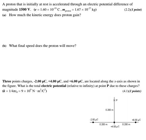 Solved A Proton That Is Initially At Rest Is Accelerated Chegg Com