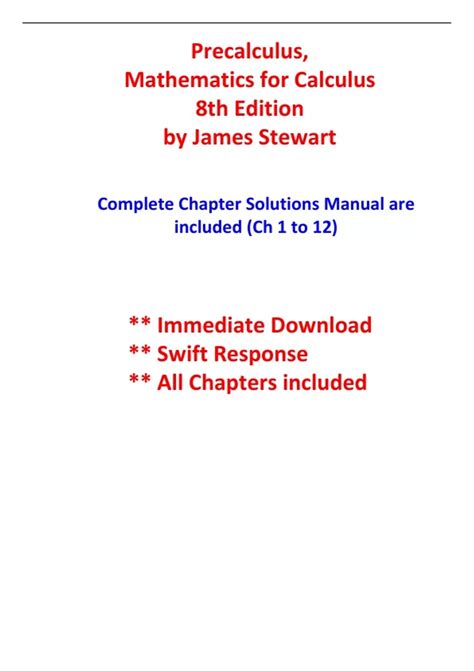 Solutions For Precalculus Mathematics For Calculus 8th Edition Stewart All Chapters Included