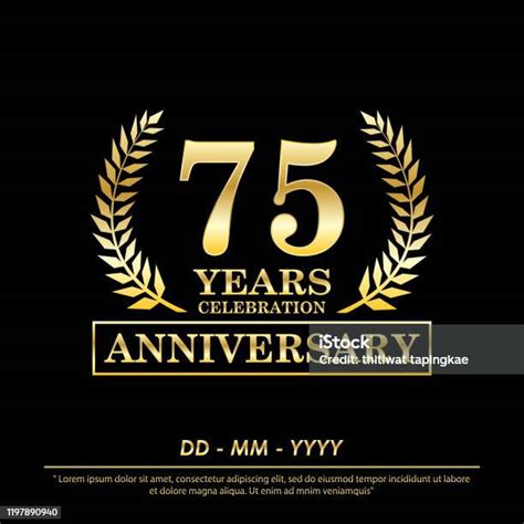 75 주년 기념 엠블럼 기념일 우아함 황금 상 로고 검은 배경에 고립 웹 축하 인사말 및 초대 카드에 대한 벡터 일러스트 템플릿