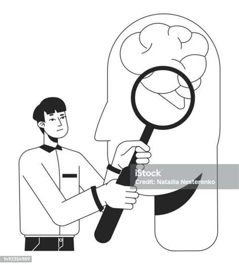 정신 건강 인식 Bw 개념 벡터 스팟 일러스트레이션 2차 도형에 대한 스톡 벡터 아트 및 기타 이미지 2차 도형