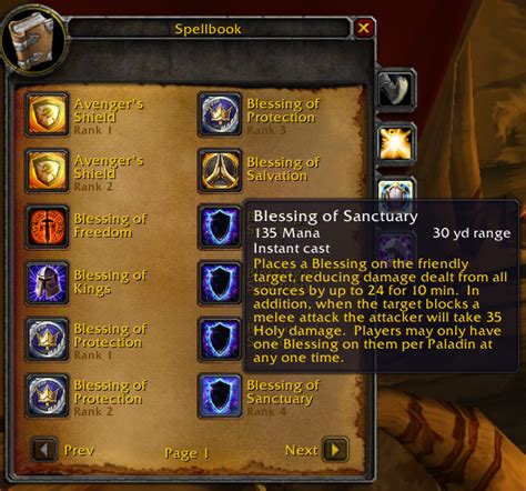 Spell Paladin Greater Blessing Of Sanctuary Rank 1 Not Available At