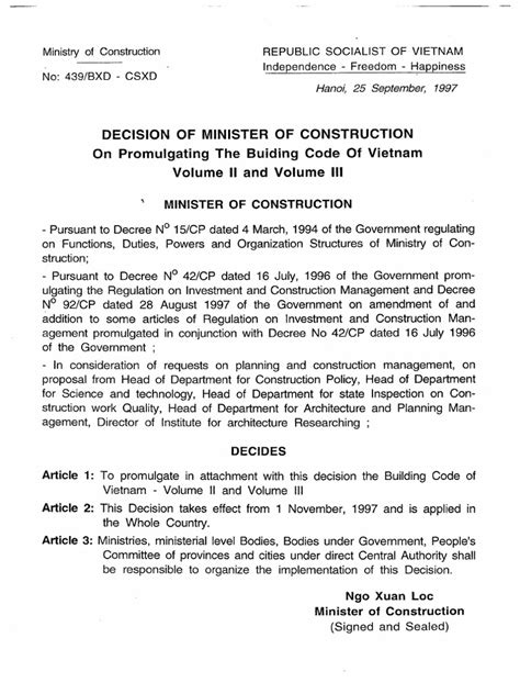 439 Bxd Csxd Vietnam Building Code Part Ii And Iii Pdf