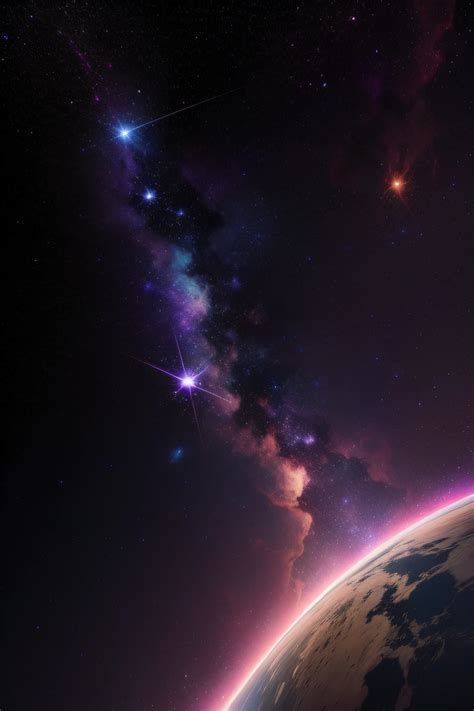 별과 성운이 있는 우주에서 지구를 본 모습 Seaart Ai