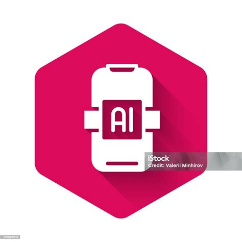 흰색 인공 지능 Ai 아이콘은 긴 그림자 배경으로 분리되어 있습니다 기계 학습 클라우드 컴퓨팅 자동화된 지원 지원 및 네트워크