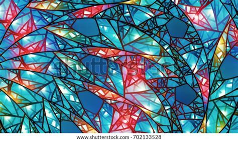 Colorful Glowing Stained Glass Computer Generated Stock Illustration