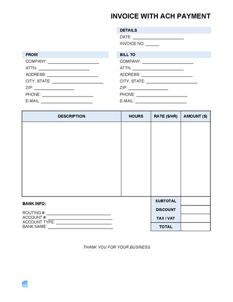 √ Invoice Template With Bank Details