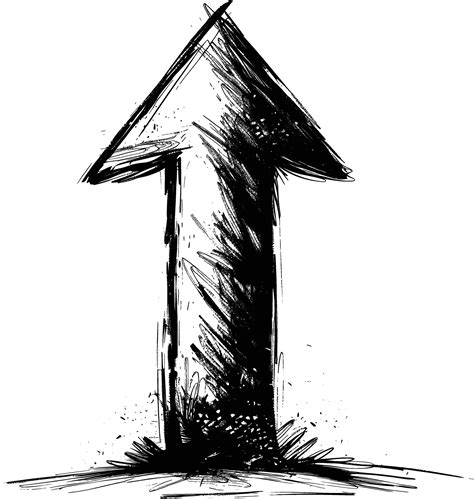 Depicting Simple Hand Drawn Arrow Pointing Upwards Drawn In Black Ink On White Paper