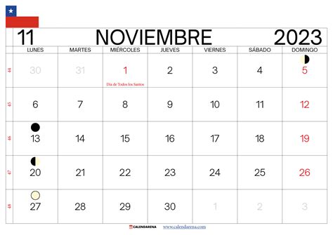 Calendario Noviembre 2023 Chile