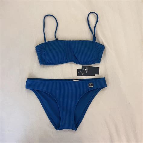 Hollister Co Womens Navy And Blue Swimsuit One Piece Depop
