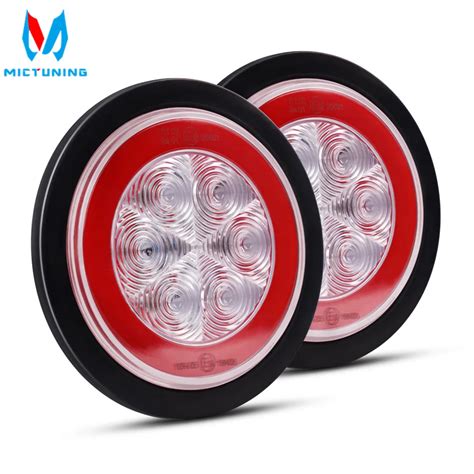 Mictuning 5 인치 Led 라운드 트레일러 후미등 키트 앰버 레드 스톱 턴 브레이크 라이트 키트 보트 조명 자동차